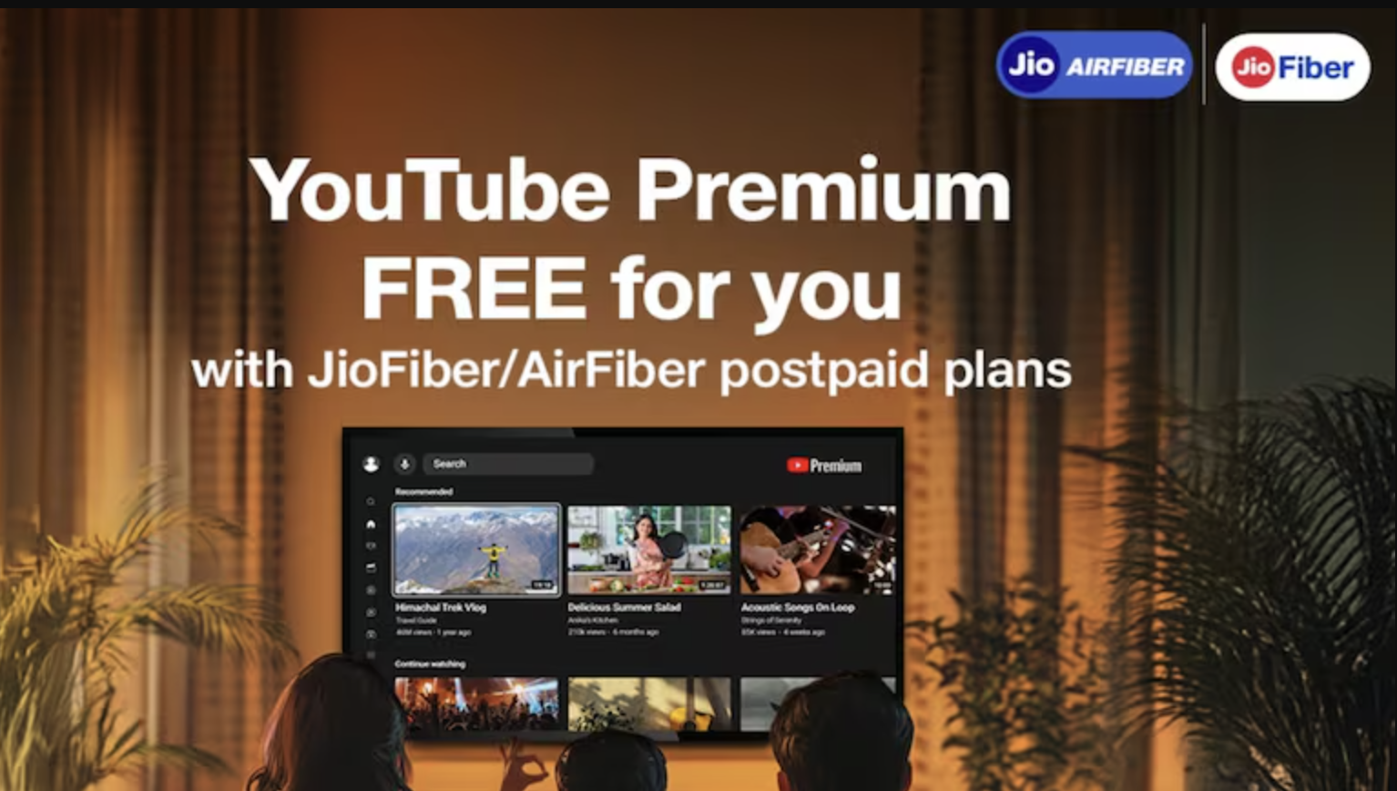 Jio Offers Free Youtube Premium With JioFiber Plans - Trak.in - Indian ...